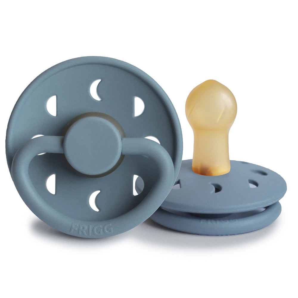 FRIGG Round Pacifier - Moon Phase Latex Size 1 - Stone Blue