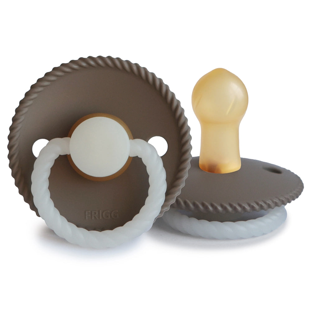 FRIGG Round Pacifier - Rope Night Latex Size 1 - Portobello