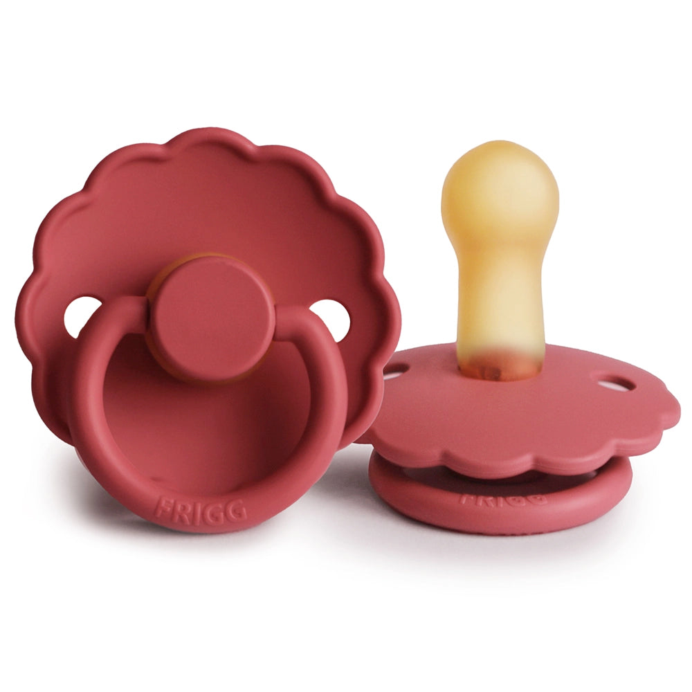 FRIGG Round Pacifier - Daisy Latex Size 2 - Scarlet